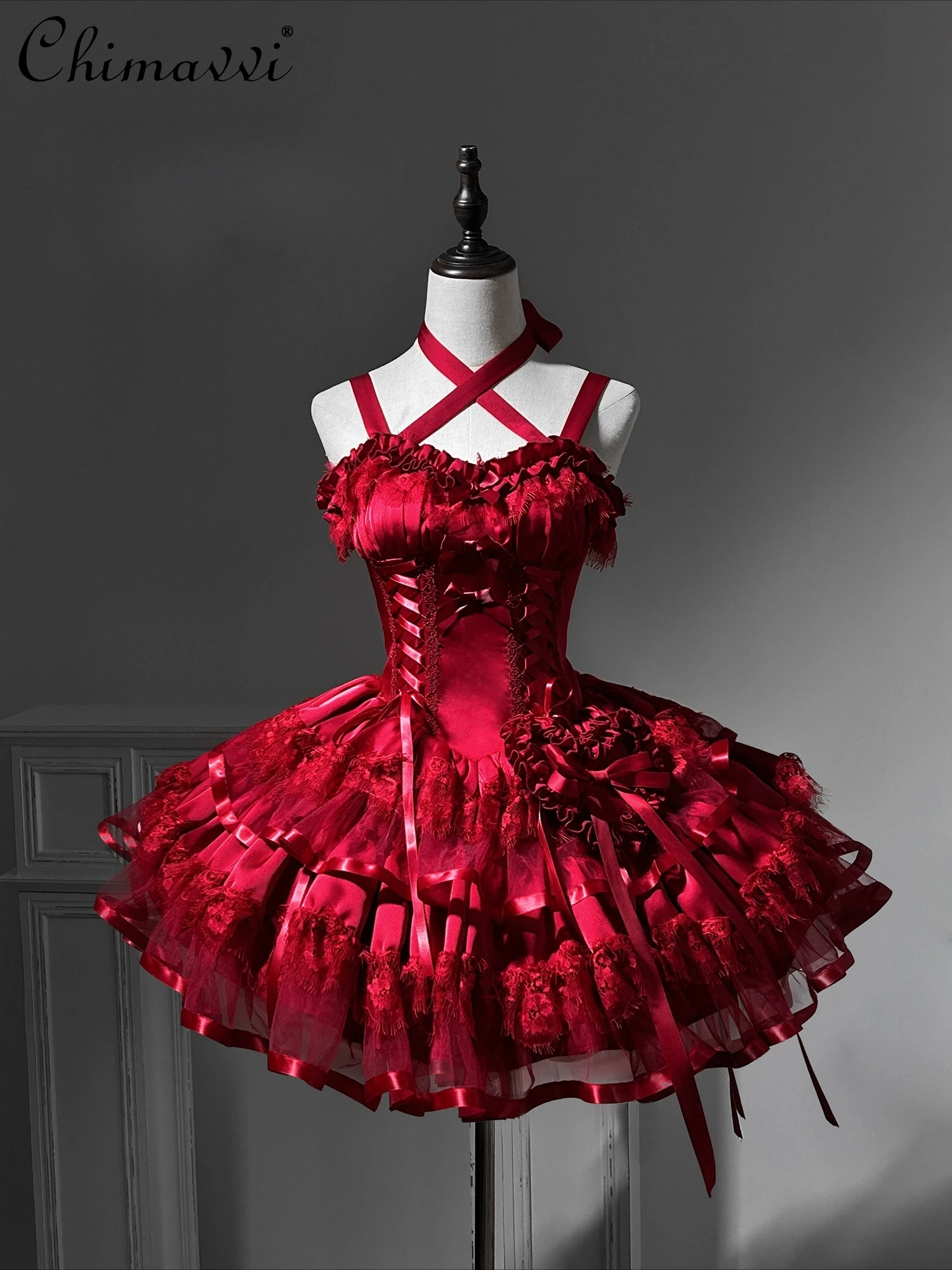 Original Gothic Style Cos Halloween Red Dress 2025 New Subculture ...