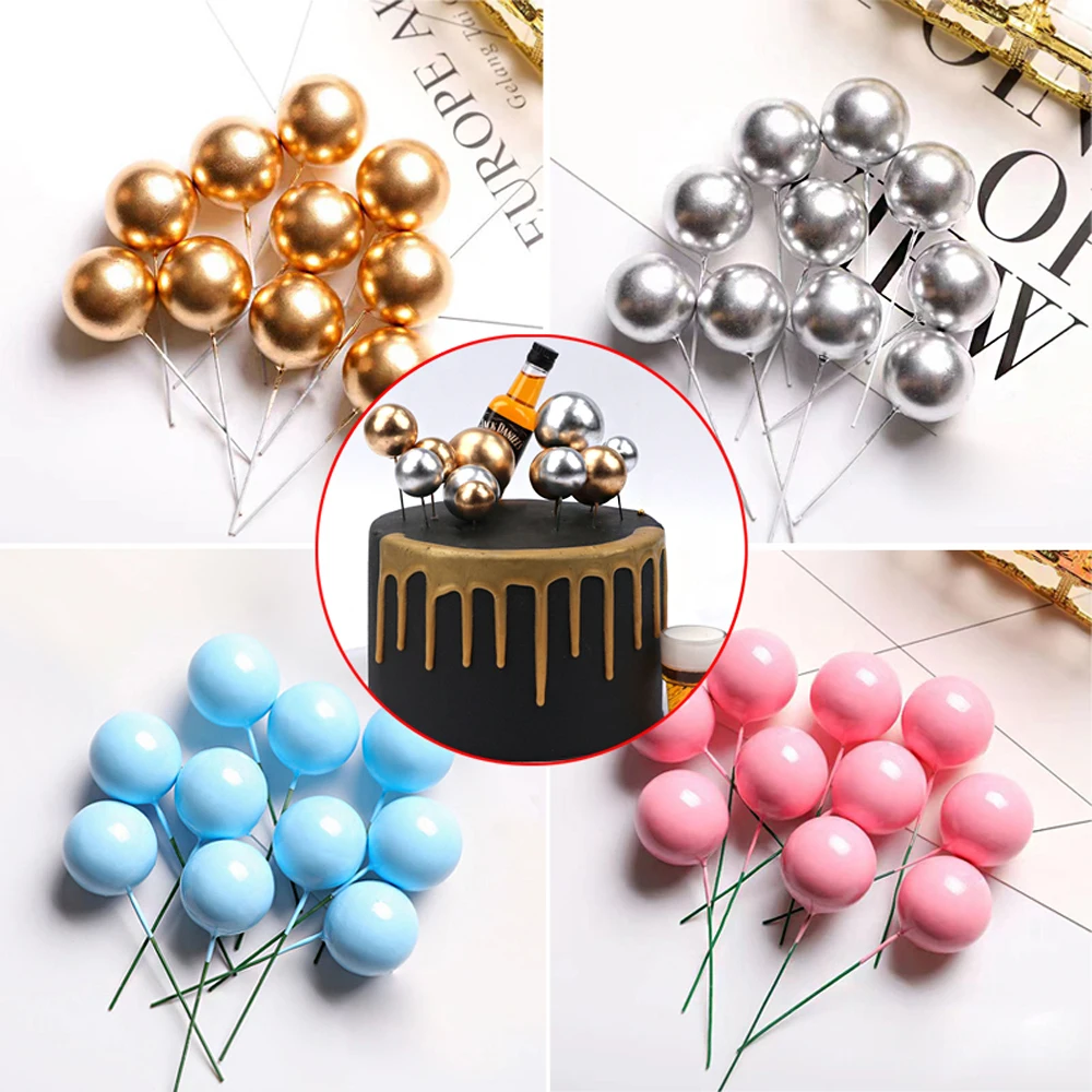 10pcs-Metal-Ball-Cake-Topper-Creative-DIY-Cake-Decor-For-Wedding ...