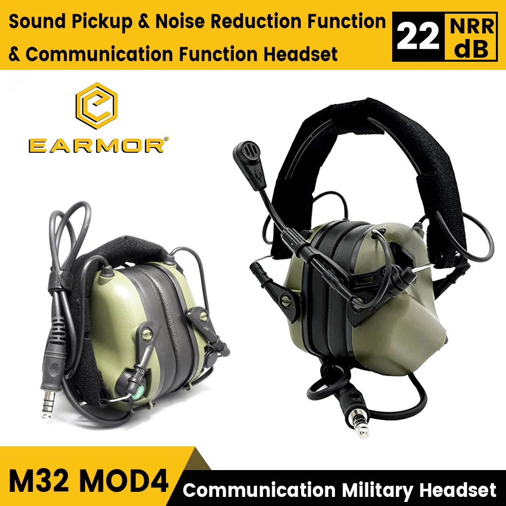 EARMOR M32 military tactical call headset hearing protection shooting ...