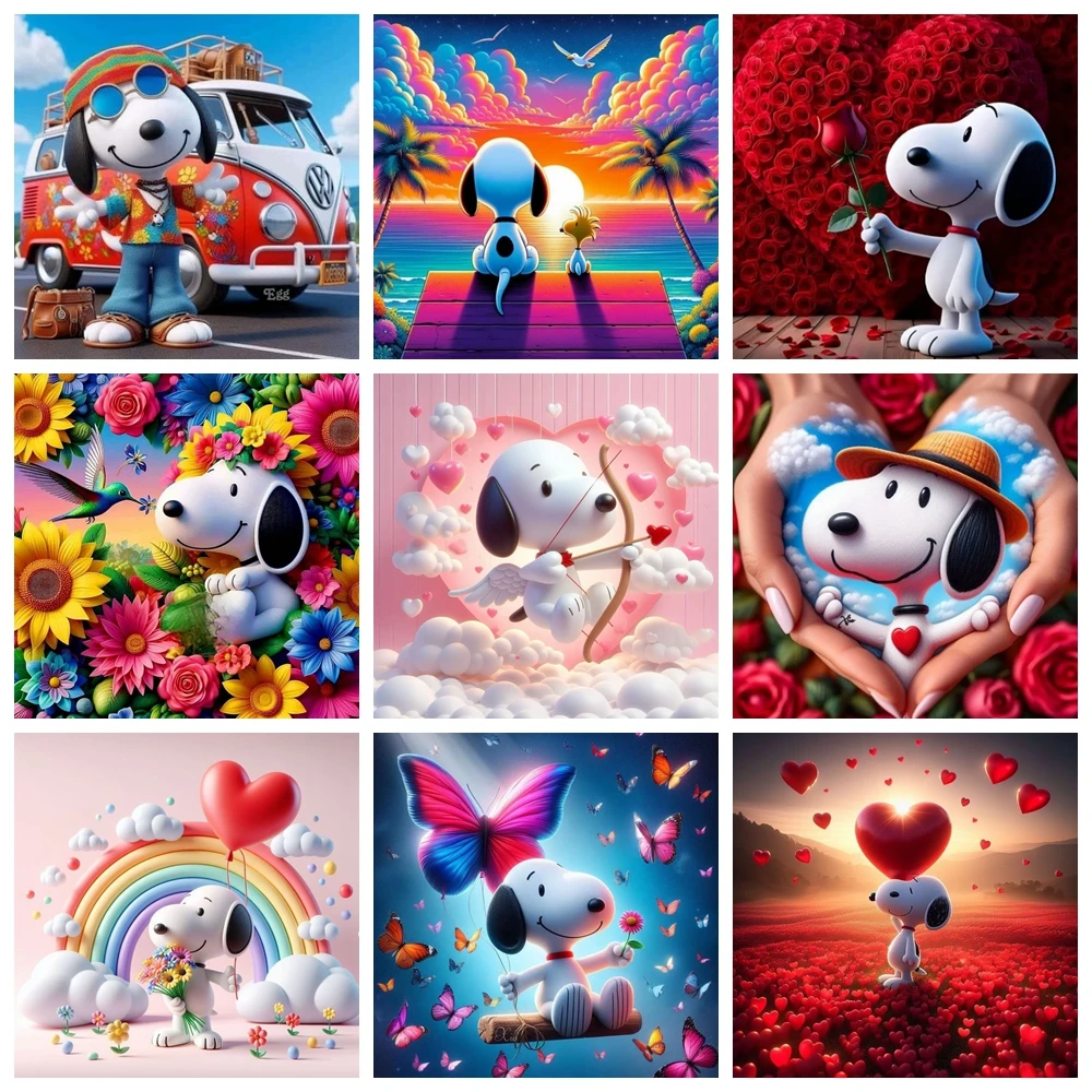 2024 New Cartoon Comics Snoopy Diamond Painting 5D DIY Full Cross ...