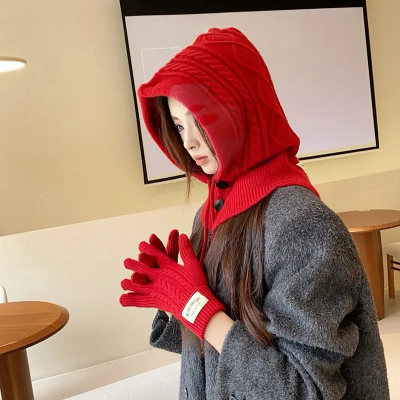 Women-Knitted-Balaclava-Hat-Winter-Soft-Warm-Hooded-Caps-Thermal-Neck-Collar-Beanies-Full-Finger ...