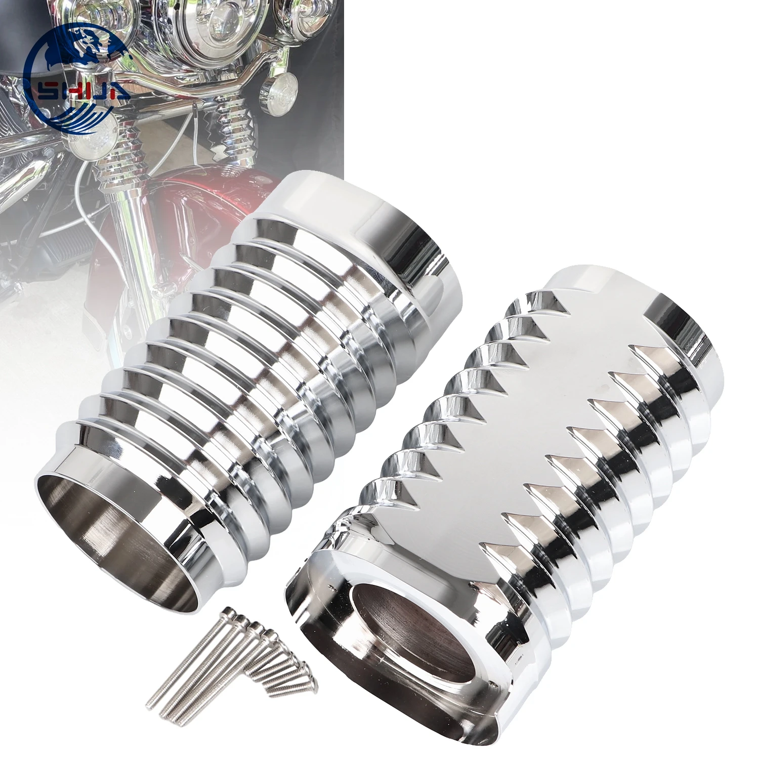 Motorcycle-Upper-Fork-Boot-Slider-Shock-Covers-Aluminum-Fits-For-Harley ...