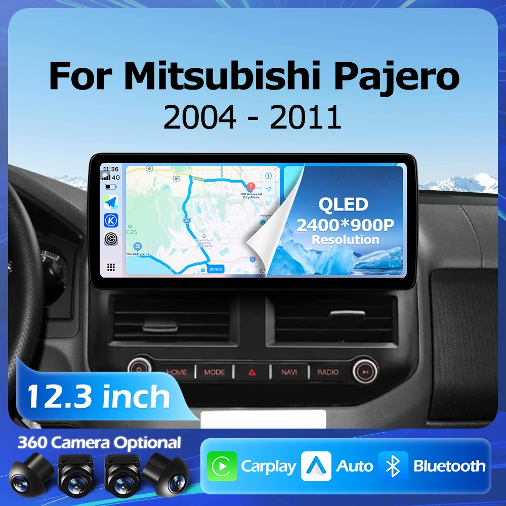 Android Auto Bluetooth 12.3 Inch For Mitsubishi Pajero V73 2004-2011 ...