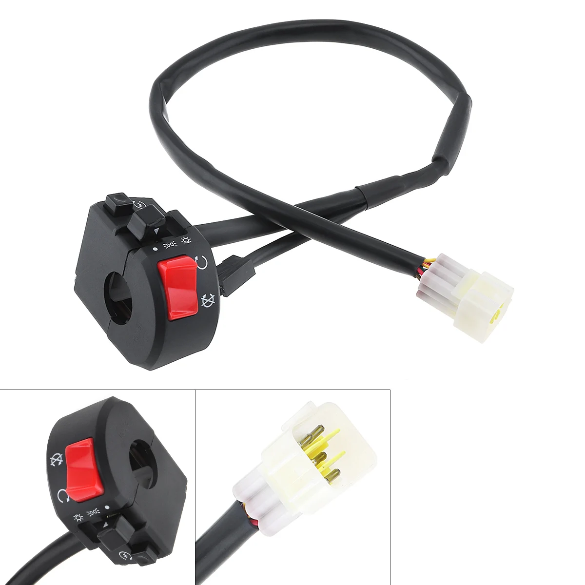 22MM-300CC-Motorcycle-Handlebar-Control-Right-Switch-Three-function-LED ...