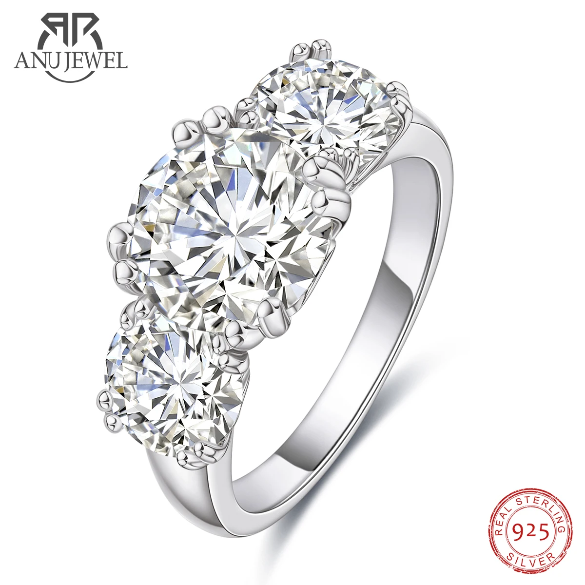 Moissanite Silver Engagement Ring | Moissanite Stone Ring Silver - 5ct Color Stone - Aliexpress