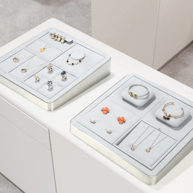 Light-luxury-jewelry-display-panel-with-metal-frame-counter-display ...