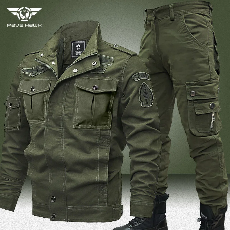Big Size 6XL Military Sets Men Spring Autumn Military Bomber Jackets ...