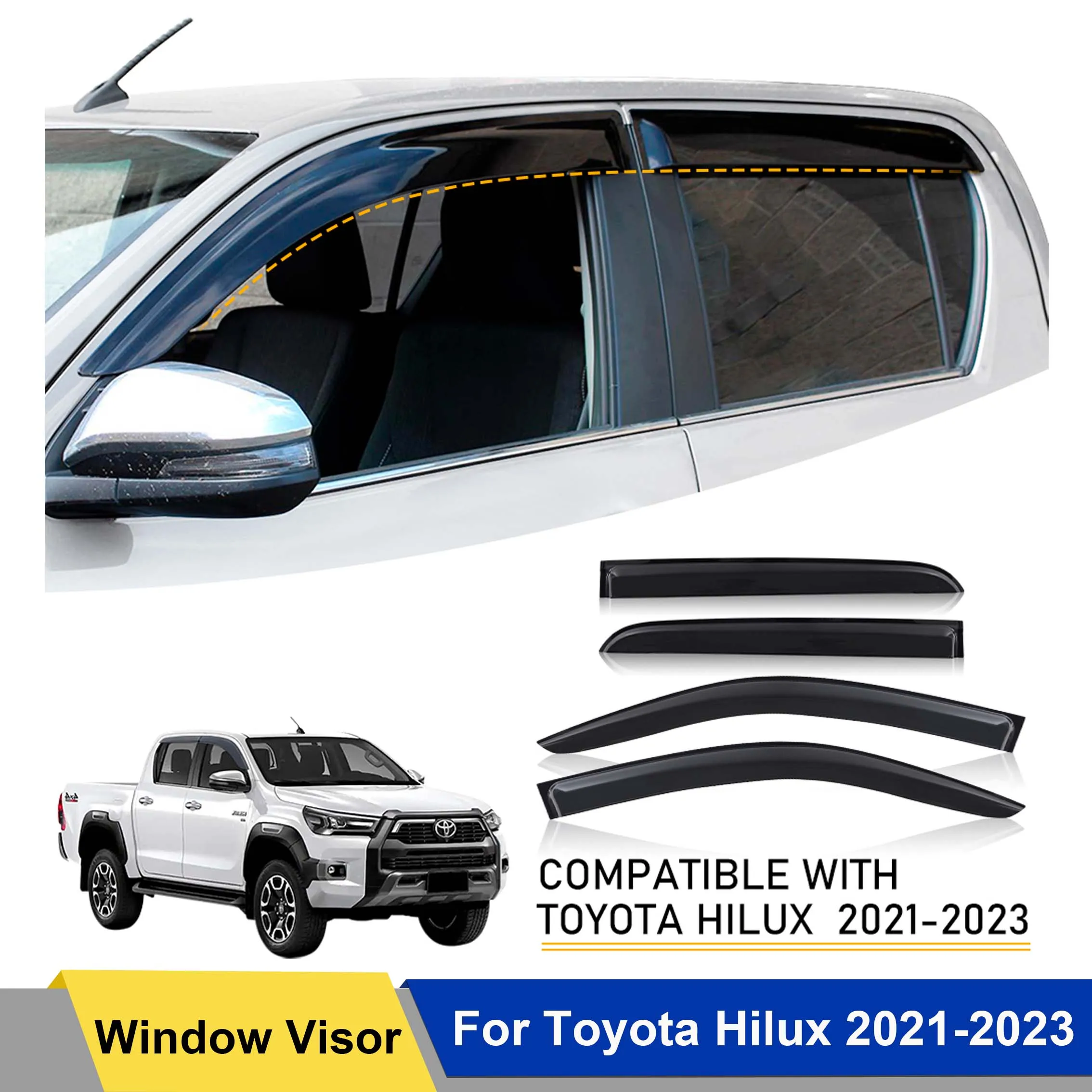 Window-Visor-Sun-Rain-Deflector-Guard-Weathershield-For-Toyota-Hilux ...