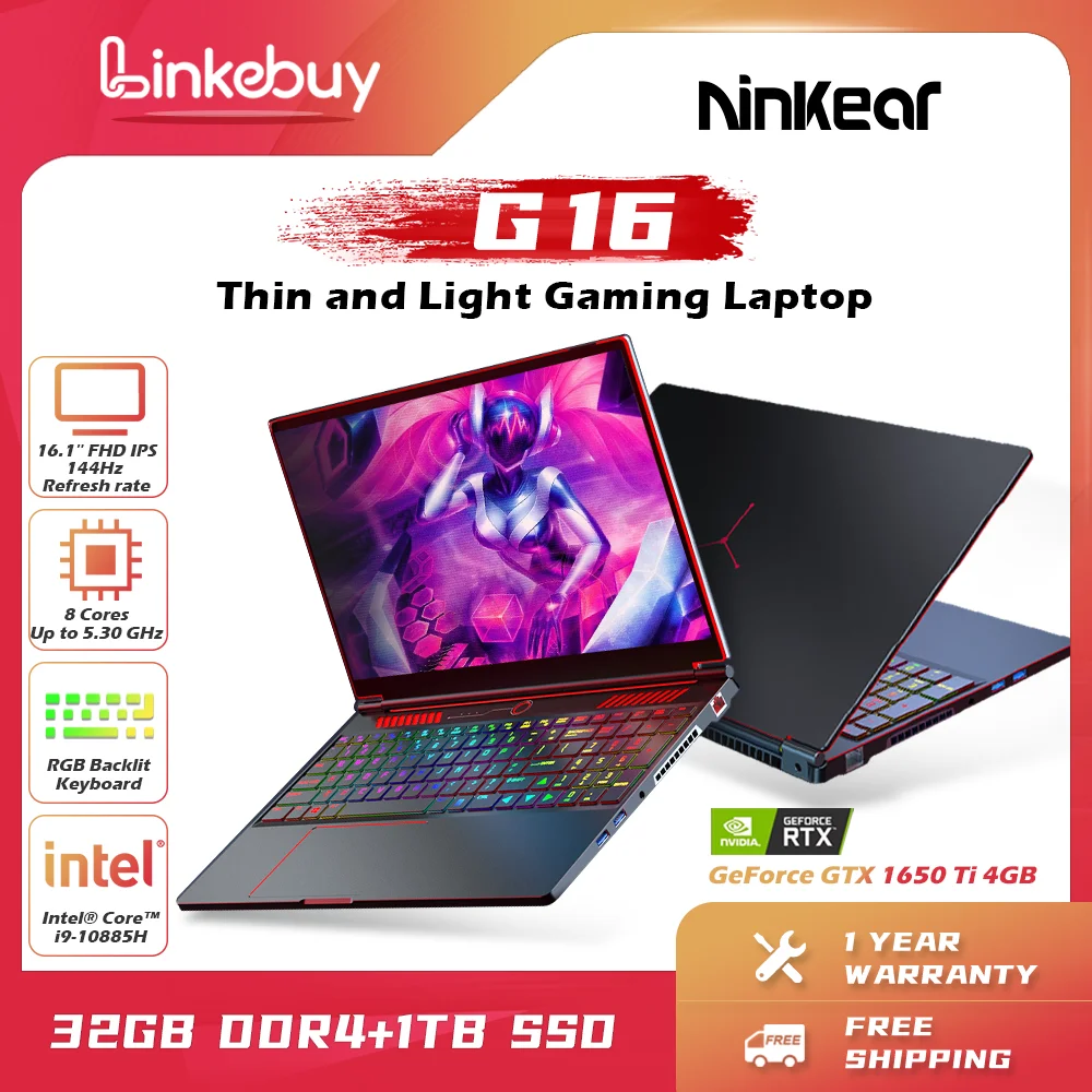 Ninkear-G16-Gaming-Laptop-16-Inch-Intel-Core-I9-10885H-Nvidia-GTX1650Ti ...
