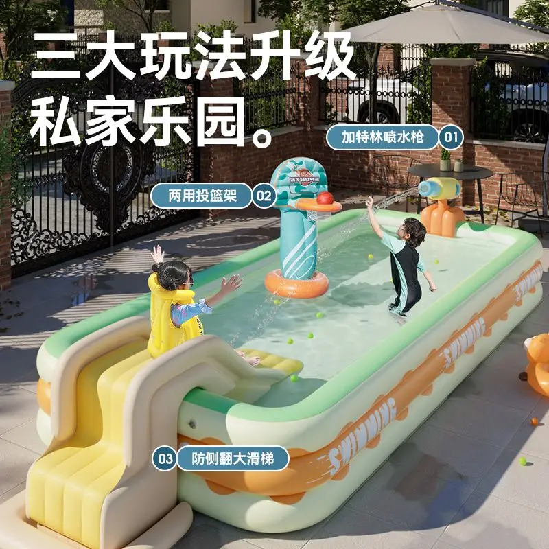 Inflatable-Pool-Kids-Rectangular-Collapsible-Pool-For-Kids-Paddling ...