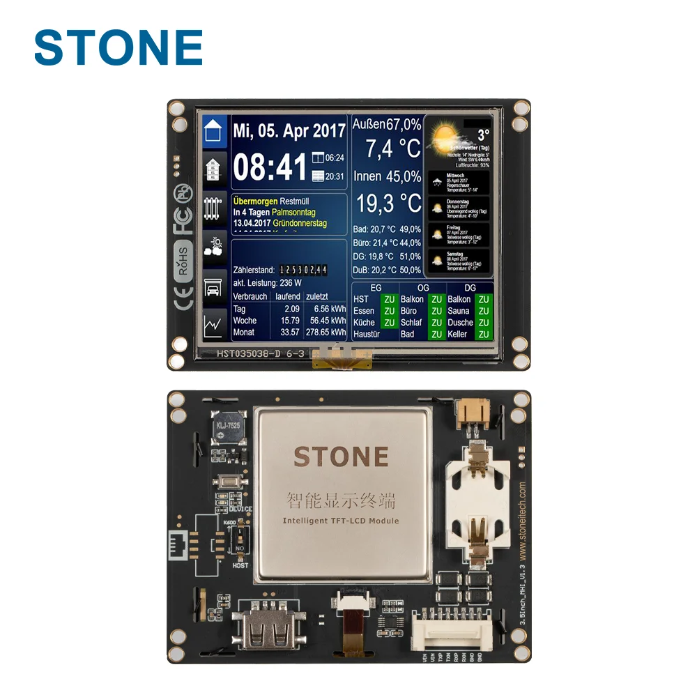 3.5 Inch TFT LCD Module with Controller Board + Touch Screen + UART ...