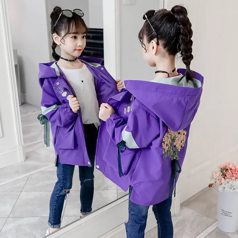 Girls Windbreaker Jacket Fashion Autumn Wear New Embroidery Children ...