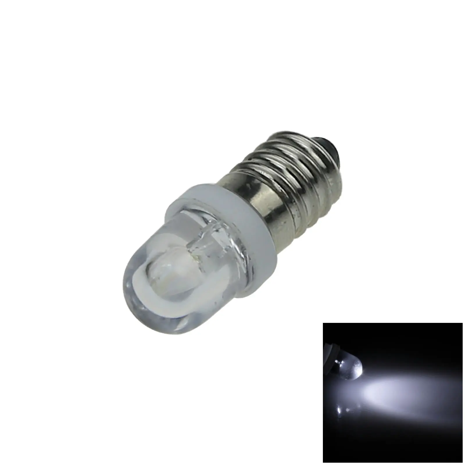 1x White Bike E10 Screw Blub Instrument Lamp 6V 12V 1 Emitters In Line ...
