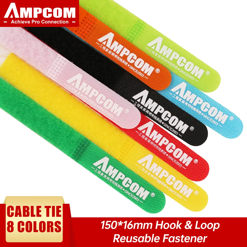 AMPCOM-Fastening-Cable-Ties-Reusable-Hook-and-Loop-Multi-Color-Cord ...