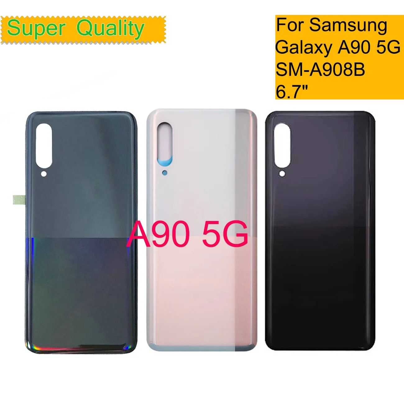 For Samsung Galaxy A90 5G A908 Battery Cover Back Glass Housing Door Rear Cover Case With Camera ...