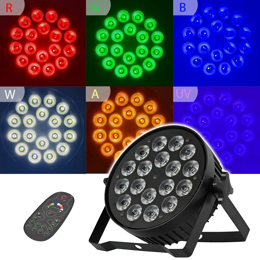 LED-Flat-Par-Light-18x18w-18x12w-RGBWA-UV-RGBW-6in1-4in1-Led-Light-DMX ...