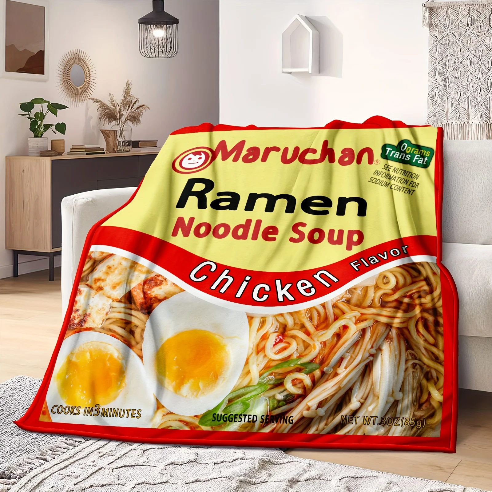 1pc Cozy Ramen Noodle Soup Chicken Flavor Throw Blanket - Soft, Funny ...