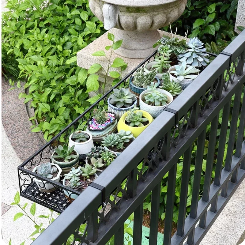 Window Plant Stand Balcony Hanging Style Flower Pots Holder Fence ...