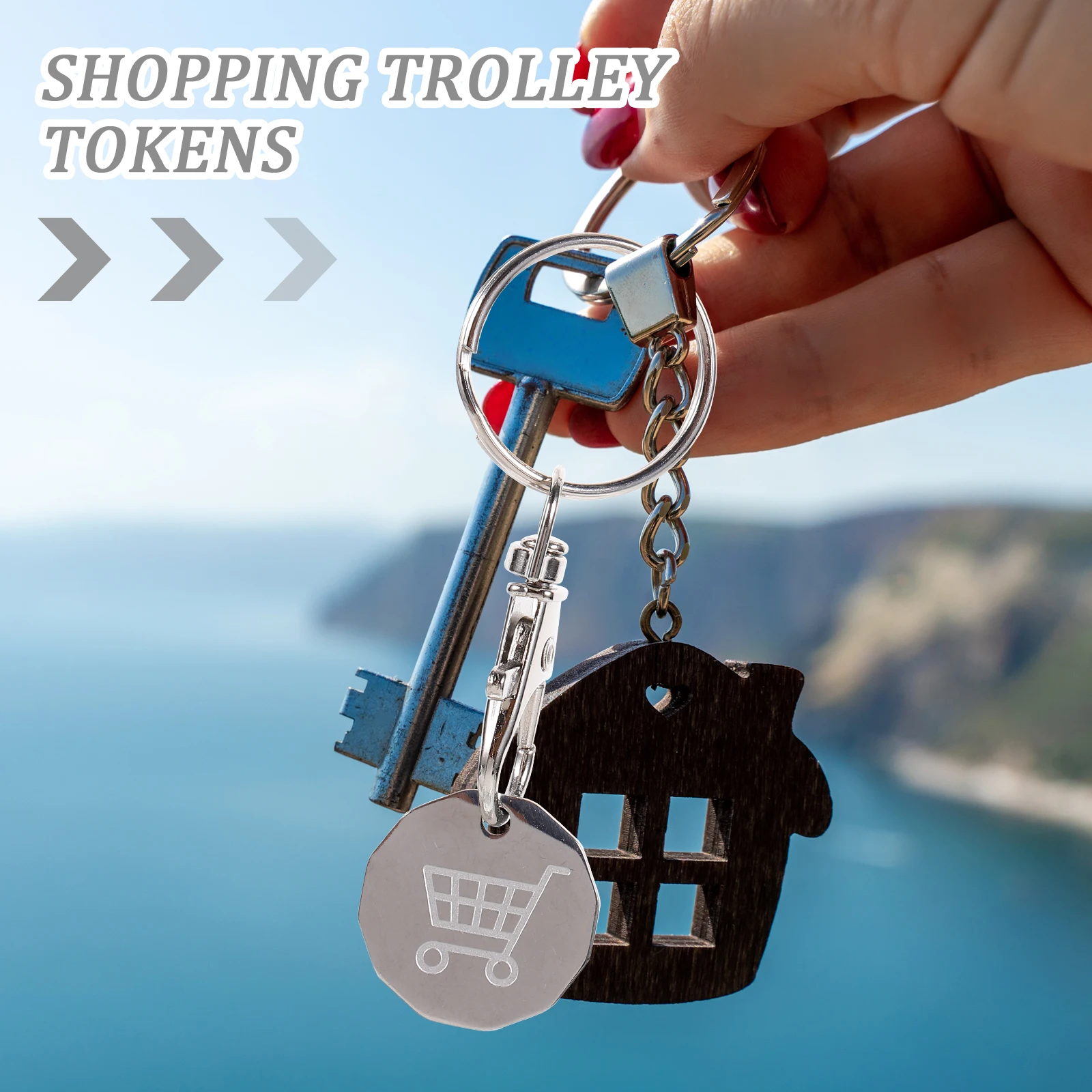 4pcs Trolley Token Key Ring Exquisite Craftsmanship Metal Keychain ...