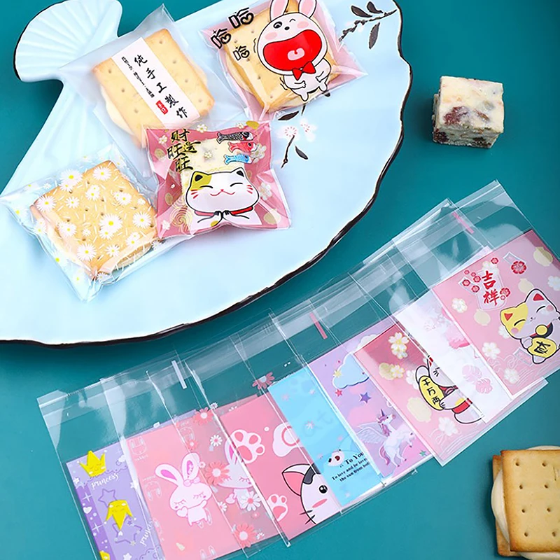 100pcs-Mini-Cartoon-Cat-Packaging-Bag-Baking-Snack-Self-adhesive-Bag ...