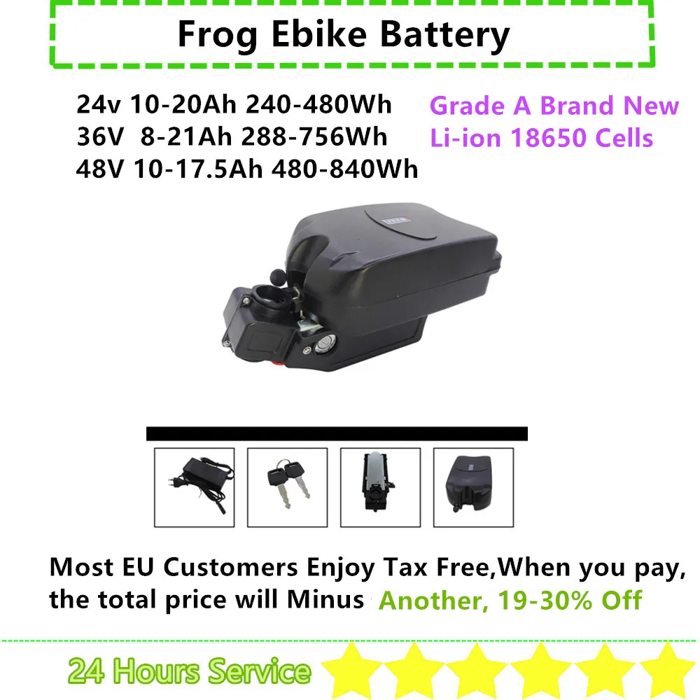 Frog Ebike Battery 24v 10ah 15ah 36v 10ah 13ah 15ah 20ah 48v 10ah 13ah ...