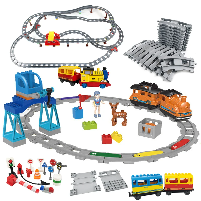 Gro-e-Gr-e-Bausteine-Zug-Eisenbahn-Transport-Gesetzt-Track-Teile ...