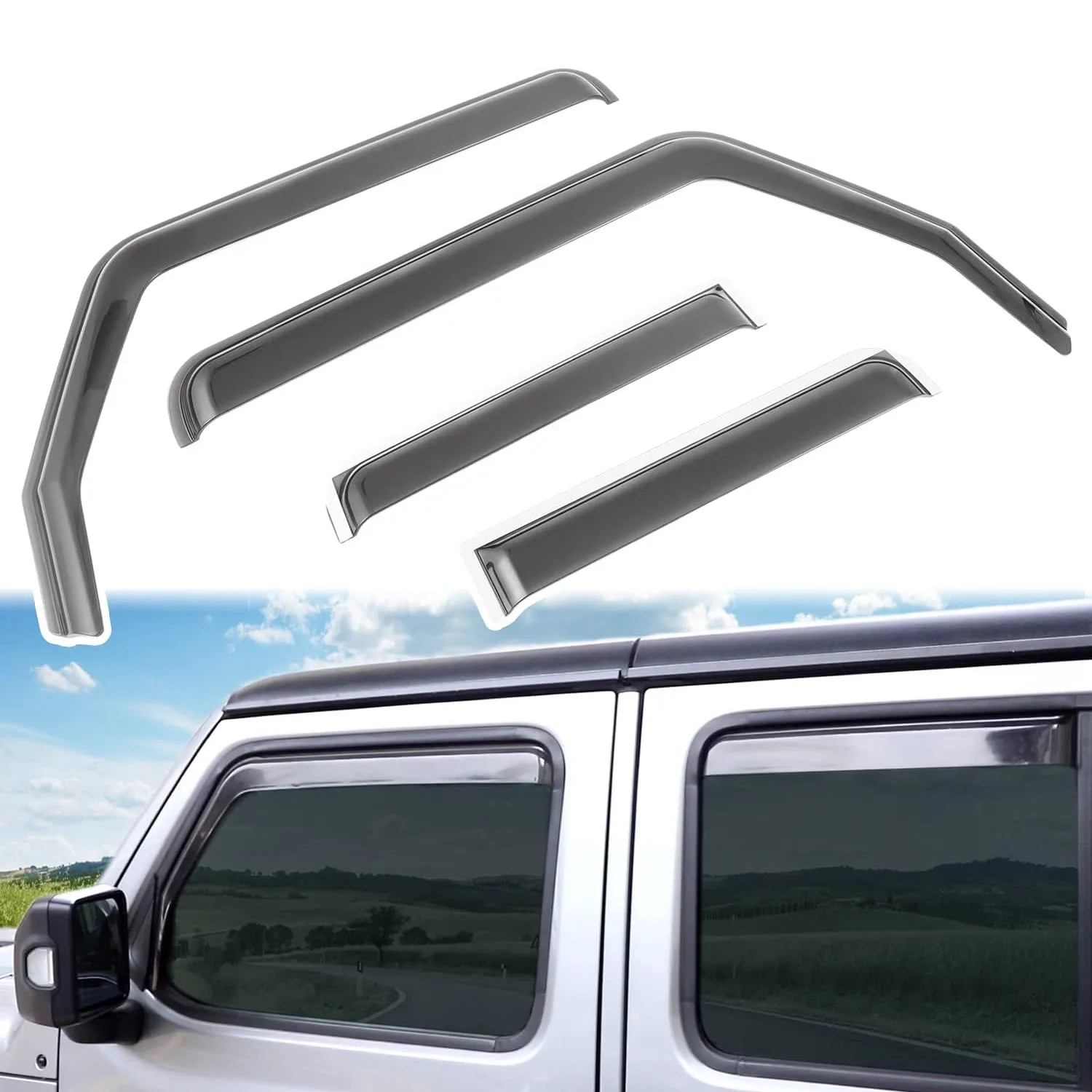Car-Window-Sun-Visor-Deflectors-Rain-Shield-Guards-For-Jeep-Wrangler-JK ...