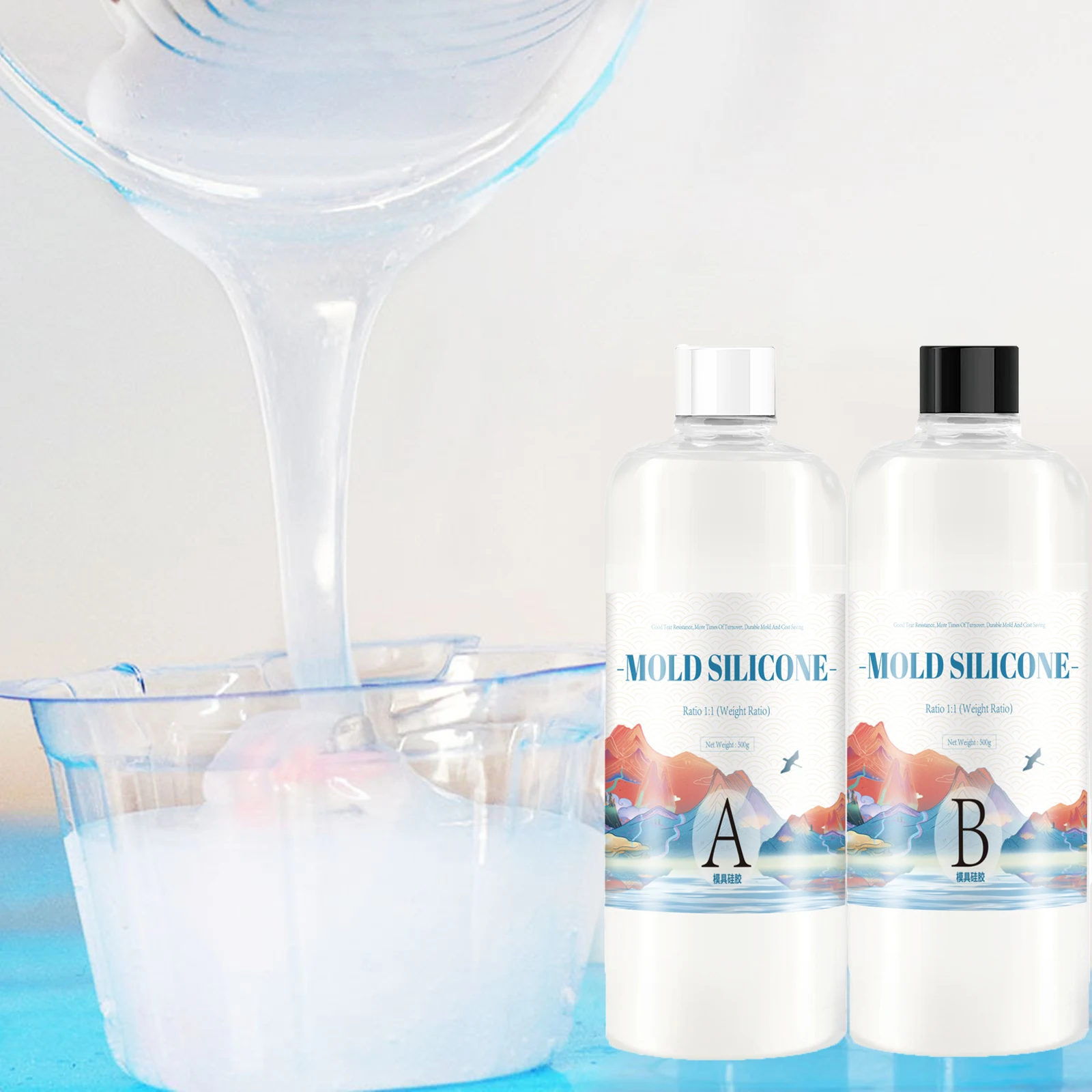 2-botellas-de-silicona-l-quida-1-1-AB-para-moldear-juego-de-moldes-de ...