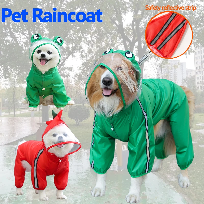 2024-New-Large-Pet-Dog-Raincoat-Face-Waterproof-Jumpsuit-Labrador-Cat ...