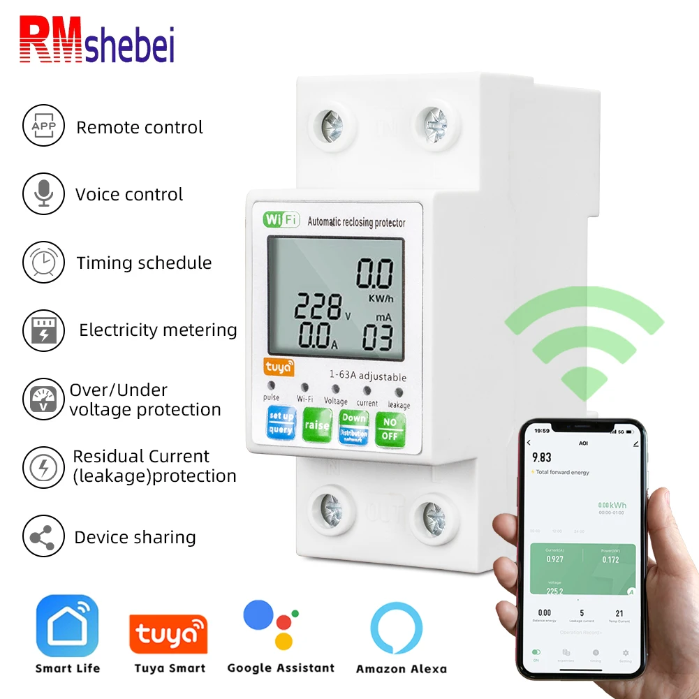 RMshebei-Mini-Smart-WiFi-circuit-Breaker-63A-Wifi-Controller-MCB-Energy ...