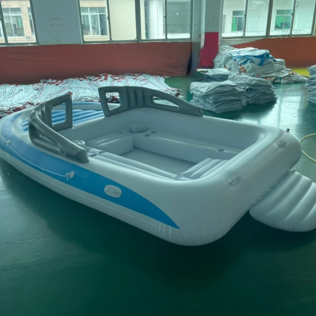 PVC Inflatable Floating Water Row Bed Island 6 Person Pirate Pool Rafts ...