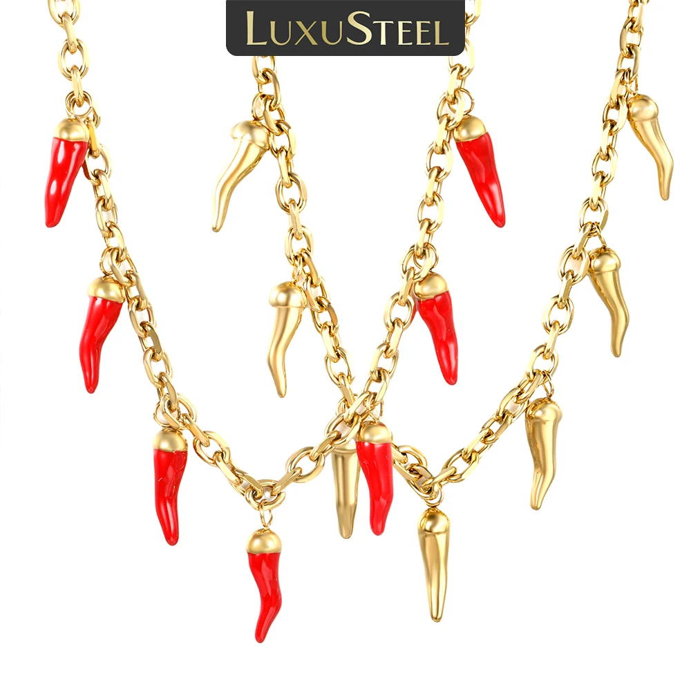 LUXUSTEEL Fashion Drip Oil Red Chili Pepper Chain Pendant For Women ...