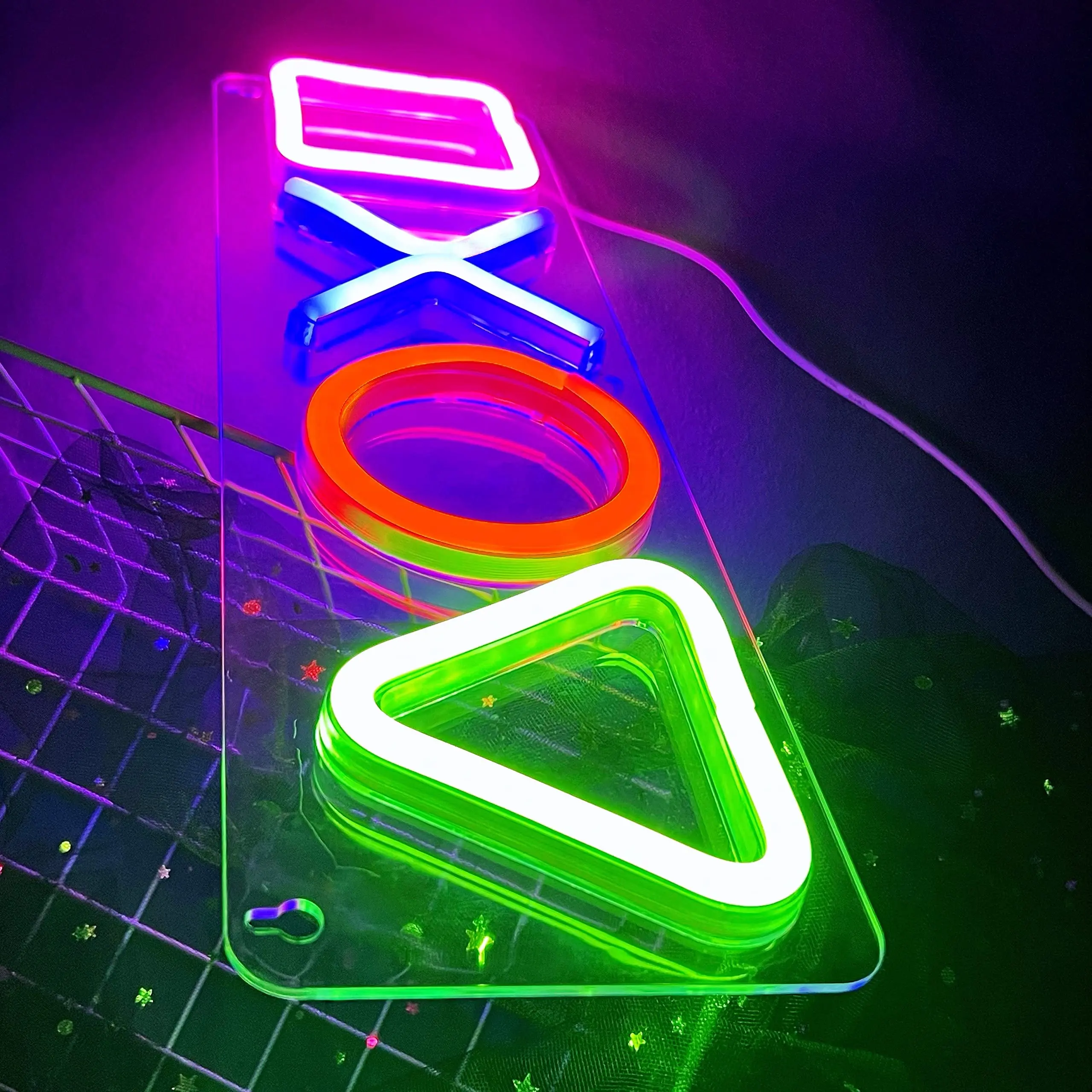 Comme image - Lampe LED colorée en signe de néon, lampe'icône de jeu ...