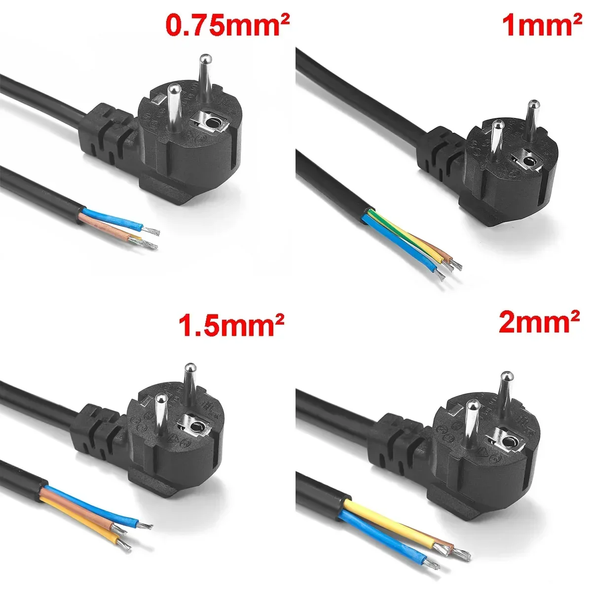 EU European Power Cable Euro Stripped Rewired Power Supply Extension ...