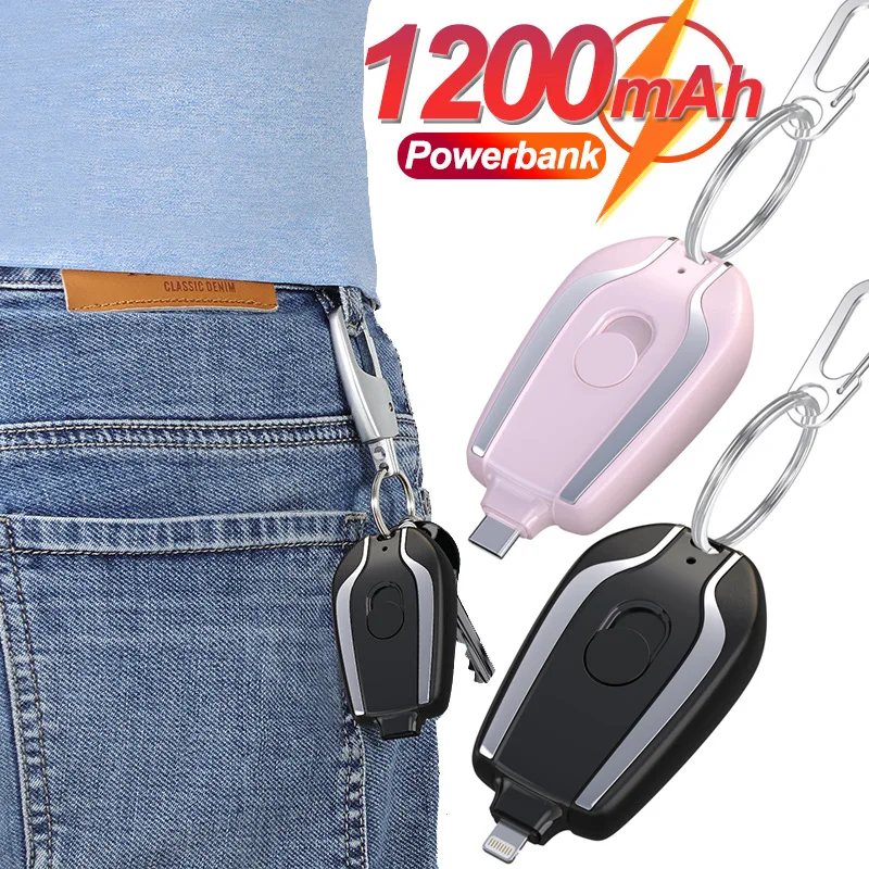 1200mAh-Mini-Keychain-Power-Bank-Type-C-Portable-External-Battery ...
