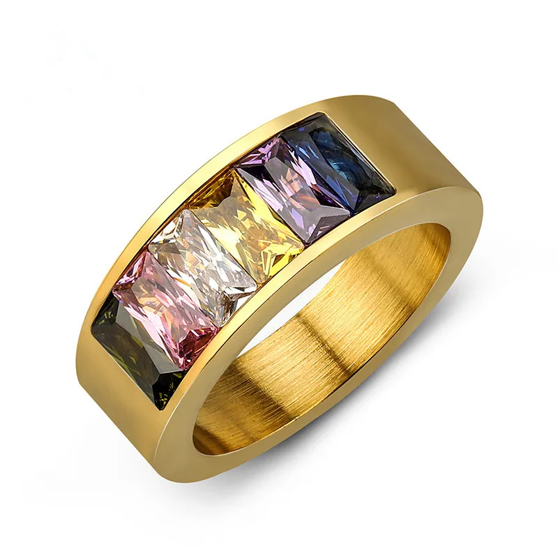 Fashion Multicolor Crystal Ring For Women And Men Stainless Steel ...
