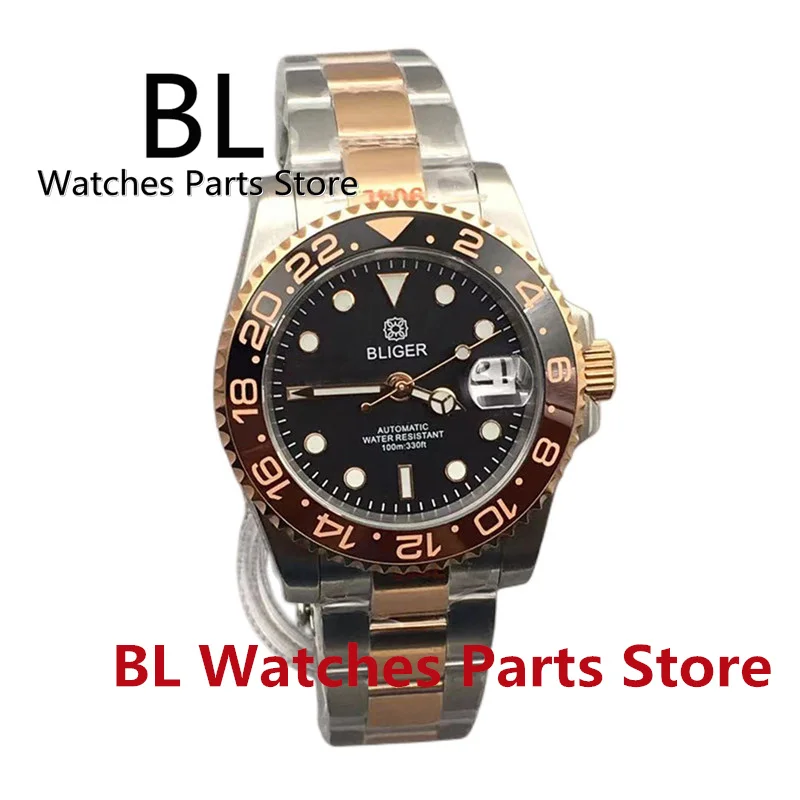 BLIGER-40mm-Diver-Watch-Root-Beer-Two-tone-Rose-Gold-NH35-Luxury ...