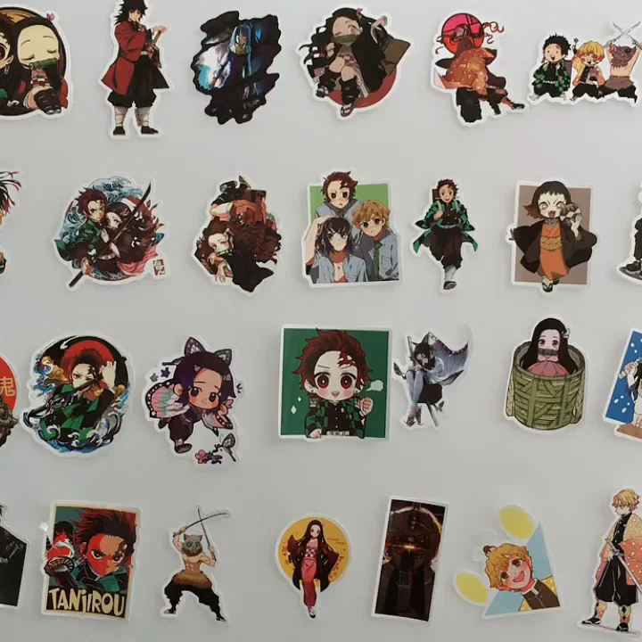 10 Pcs Japanese Anime Demon Slayer Stickers For Laptop Guitar ...