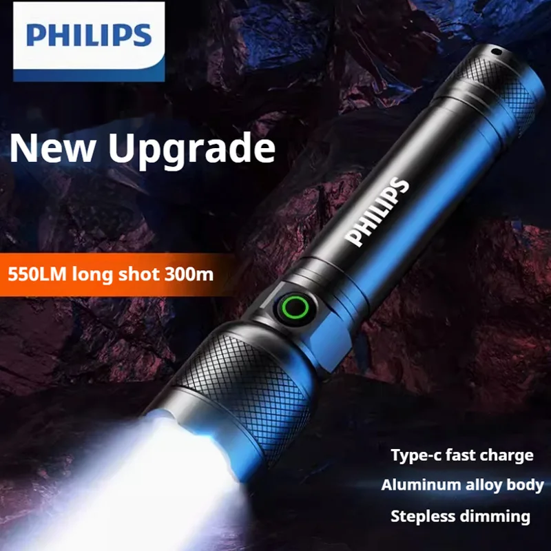 Philips-LED-Flashlight-With-USB-18650-Rechargeable-Battery-4-Lighting ...
