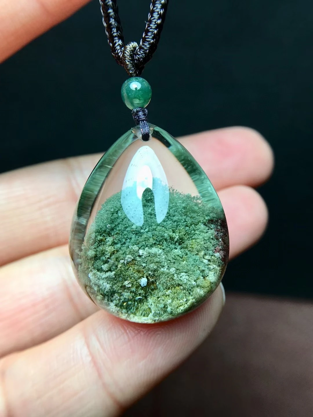 Natural-Green-Phantom-Quartz-Water-Drop-Pendant-29-23-16mm-Brazil-Women ...
