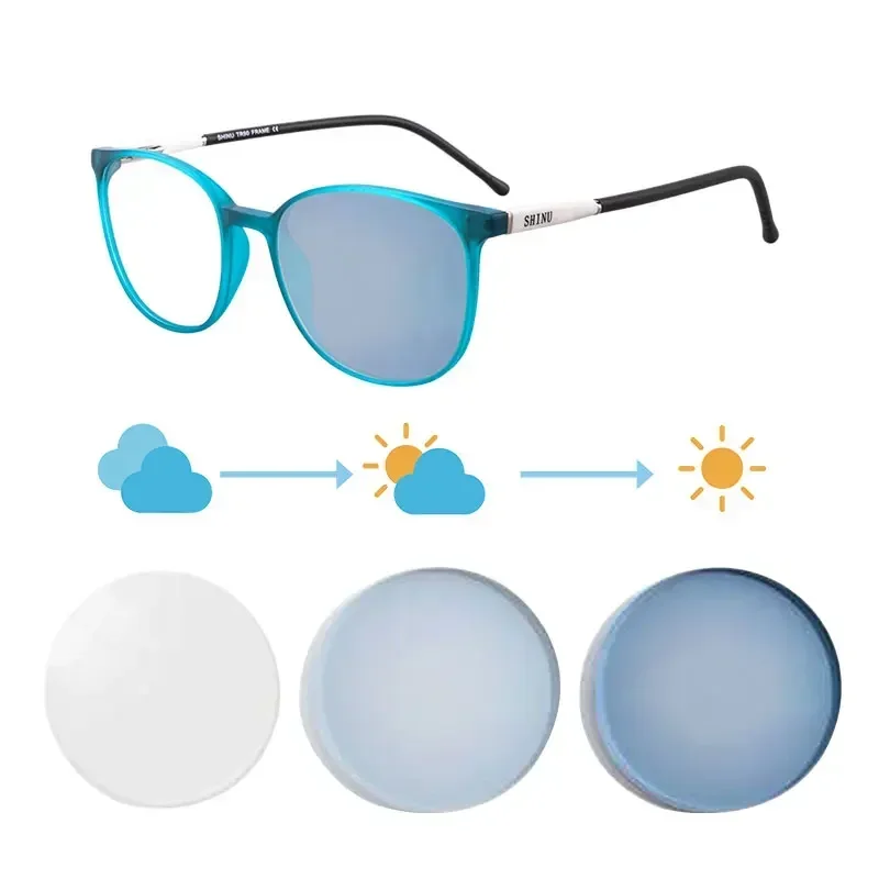 SHINU Brand Myopia Glasses Women Photochromic Myopia Prescription ...