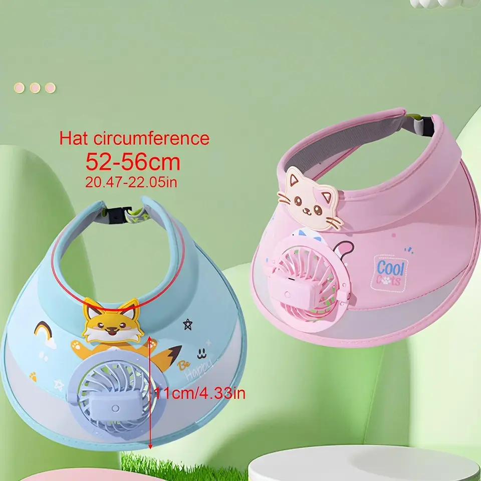 Kids Fan Kids Sun Hat With USB Fan - UPF 50+ Wide Brim Cooling Cap For ...
