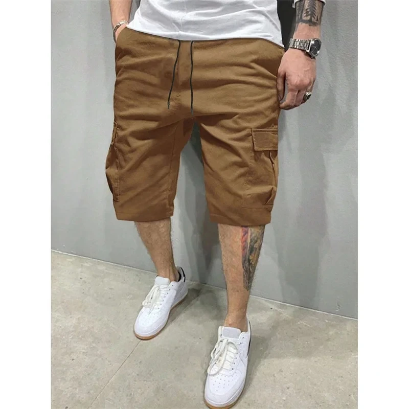 2025 Summer new style Men's pure color Loose Straight Multi-Pocket ...
