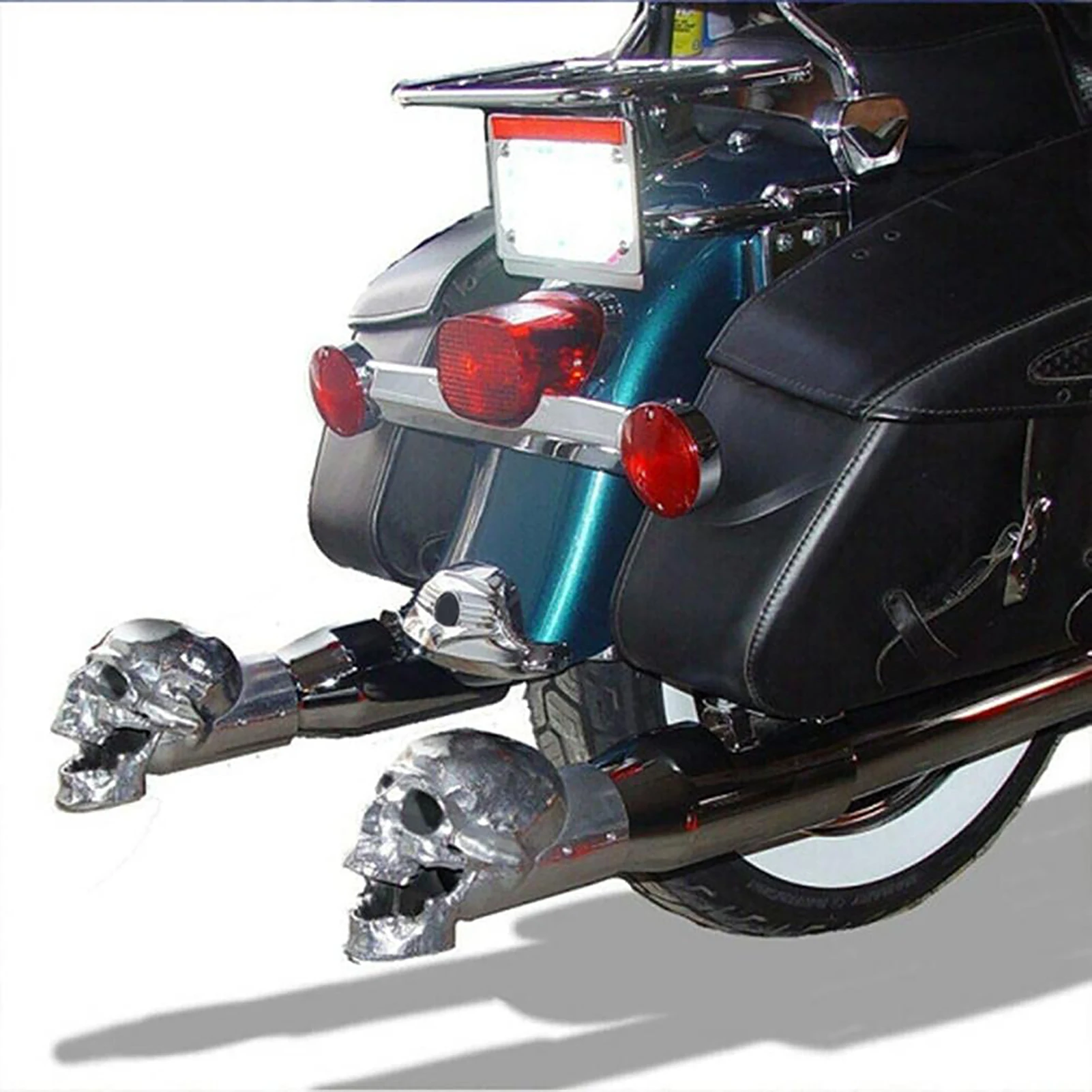 Motorcycle Skull Exhaust Tip Universal Motorbike Exhaust Pipe 5CM Solid ...