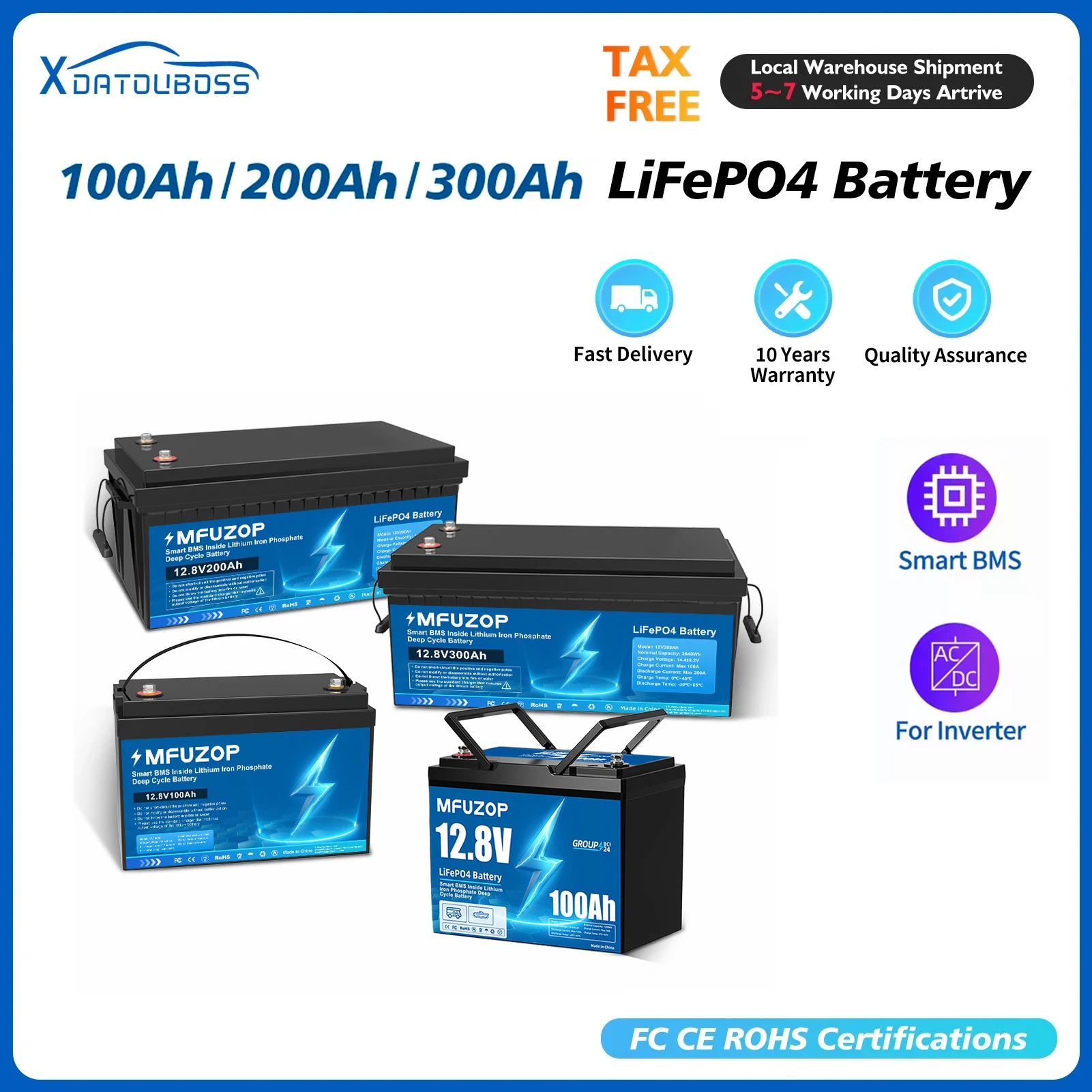 DATOUBOSS 12V-24V LiFePO4 Battery 1280Wh To 3840Wh Supports Series ...