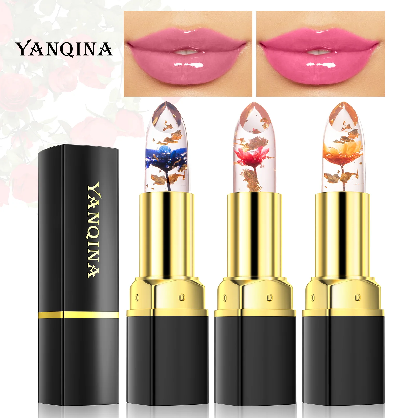 YANQINA-3-color-Flower-Gradient-Lipstick-Moisturize-Waterproof ...