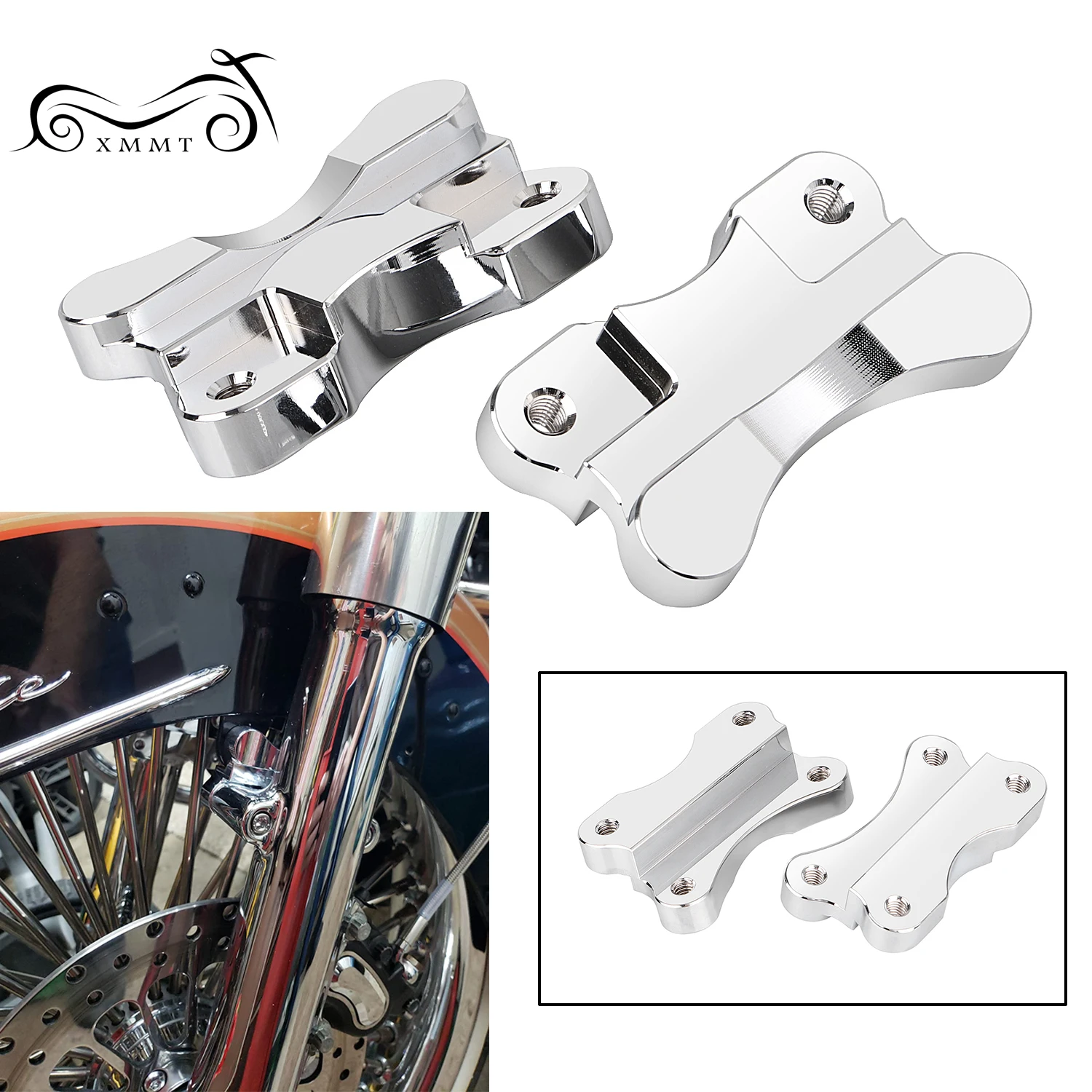 21-Wheel-Chrome-Front-Fender-Riser-Spacer-For-Harley-1986-2017-Softail ...