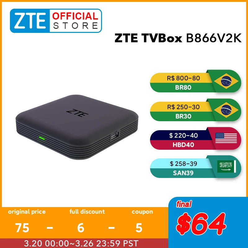 Global Version Zte B866v2k Tv Box 4k Ultra Hd Streaming Media Player ...