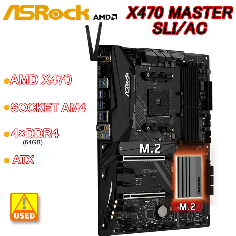 X470 Motherboard Asrock X470 Master Sli Amd Am4 4xddr4 64gb Usb 3.1 ...