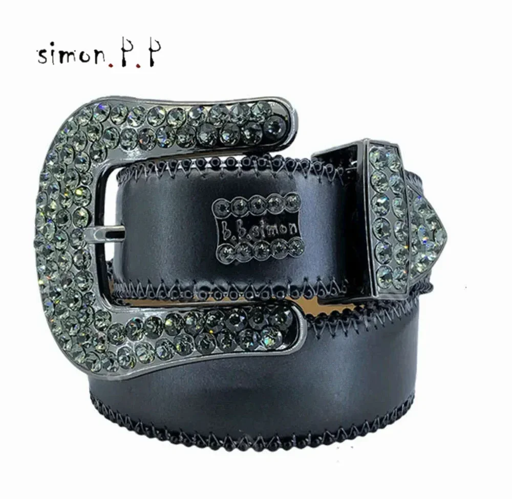 Designer BB Simon Belt for Men & Women Shiny Diamond Encrusted ...